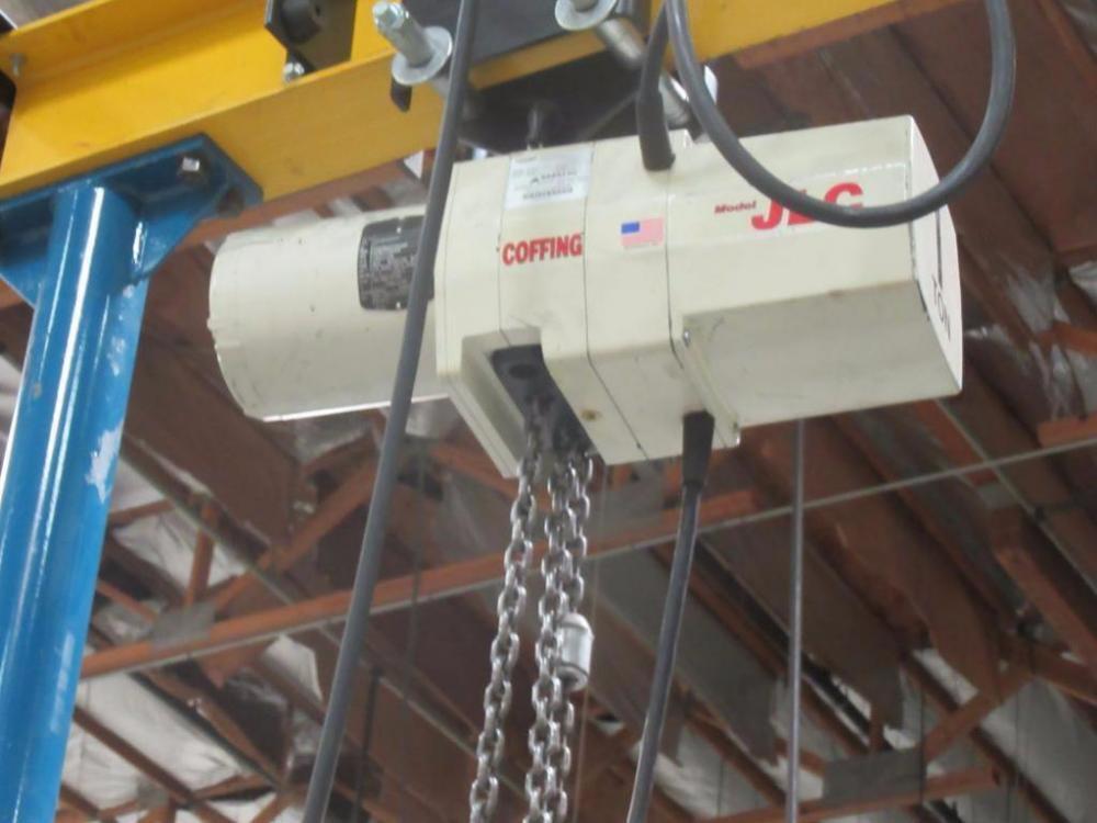 COFING JLC 1 TON ELECTRIC CHAIN HOIST WITH ROLLING GANTRY CRANE, 20'FT SPAN