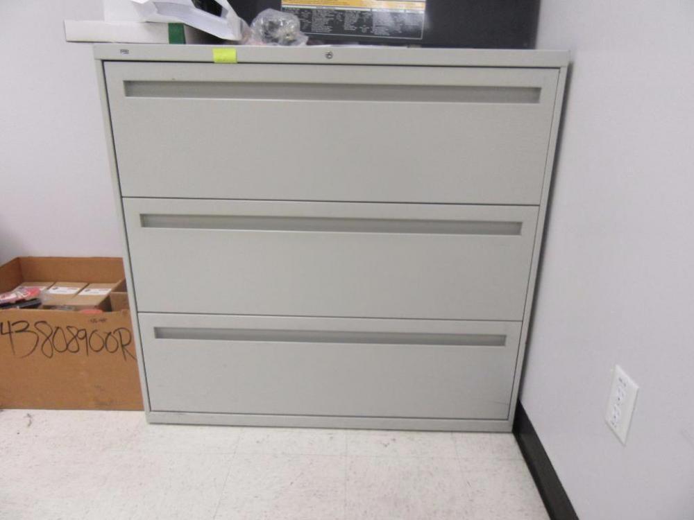 WOOD DESK, METAL 3 DRAWER LATERAL FILE, WOOD 2 DRAWER LATERAL FILE