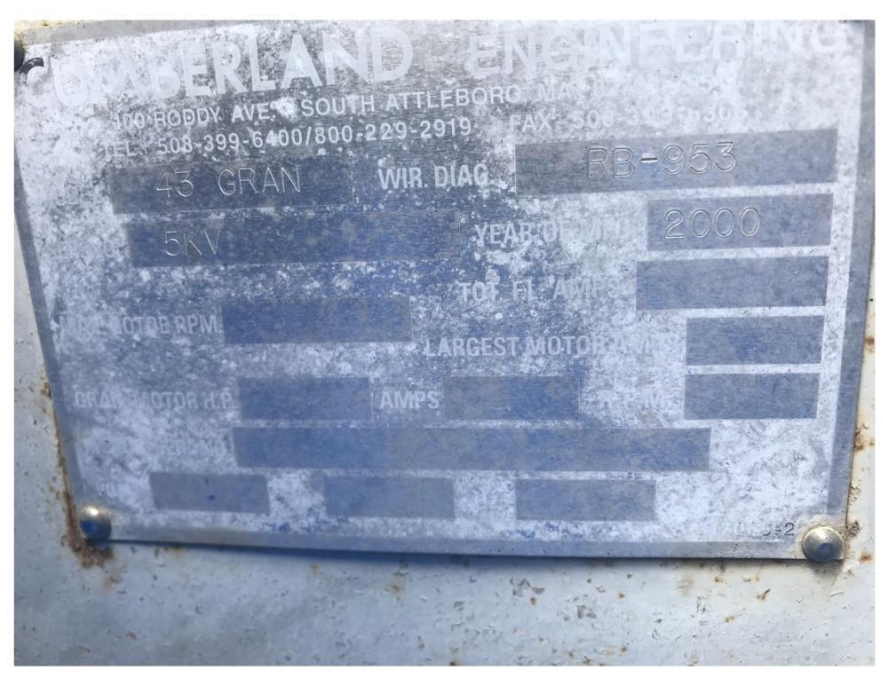 Cumberland Model 43 Granulator with 5 Knife Rotor Rebuilt 2000